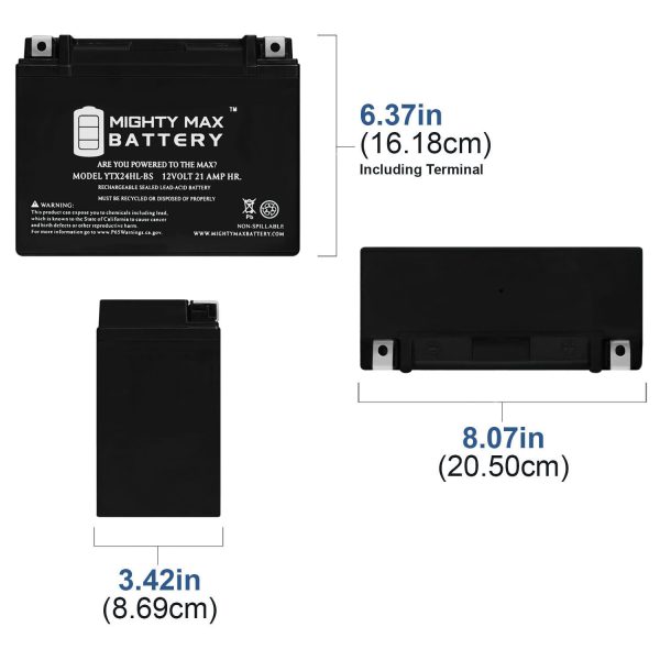 YTX24HL-BS 12V 21AH Battery for Yamaha VX700XTCD Vmax XTC Deluxe 1998 ...