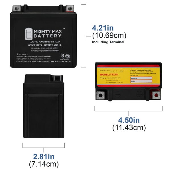 YTZ7S 12V 6AH Replacement Battery for Kawasaki 300 KLX300R 2020 ...
