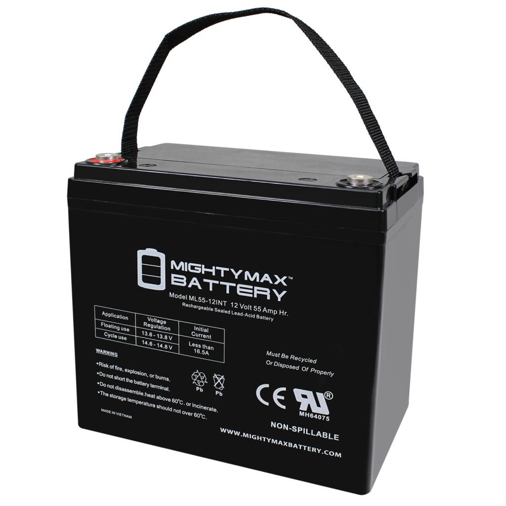 ML55-12 - 12 Volt 55 AH, Nut and Bolt (NB) Terminal, Rechargeable SLA AGM Battery - MightyMaxBattery