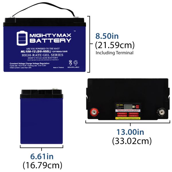 12V 100AH GEL Battery for Kaddy E-Caddy Golf Cart - MightyMaxBattery