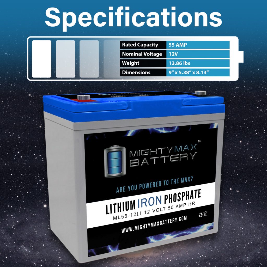 ML55-12LI - 12V 55AH Deep Cycle Lithium Battery - MightyMaxBattery