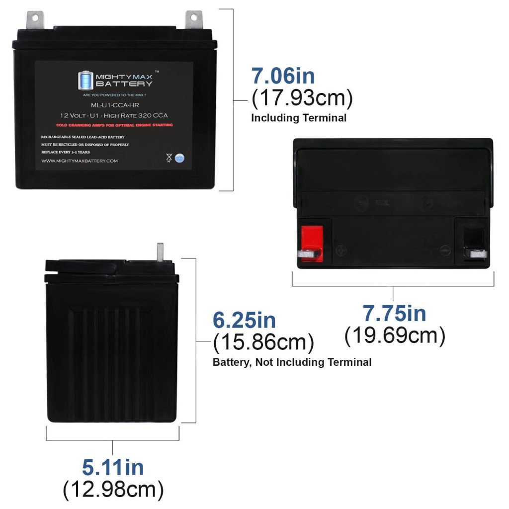 ML-U1-CCAHR -12 Volt, 320 CCA, Nut and Bolt (NB) Terminal, Rechargeable ...