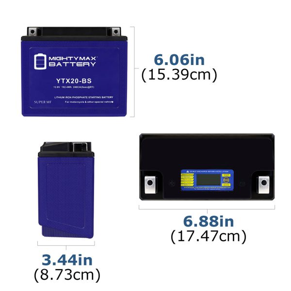 Mighty Max Battery YTX20-BSLIFEPO4 - 12 Volt 18 AH, 360 CCA, Lithium ...