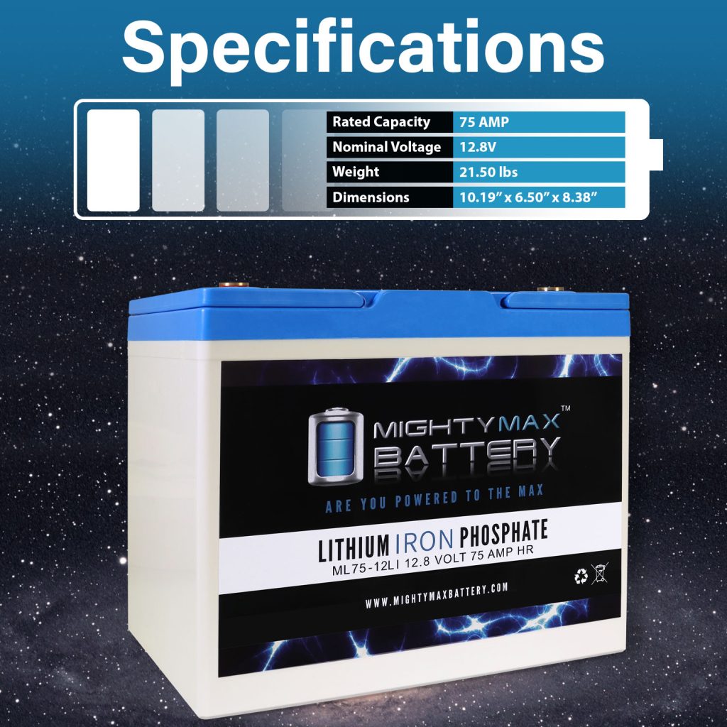 Mighty Max Battery ML75-12LI - 12 Volt 75 AH Deep Cycle Lithium Iron ...