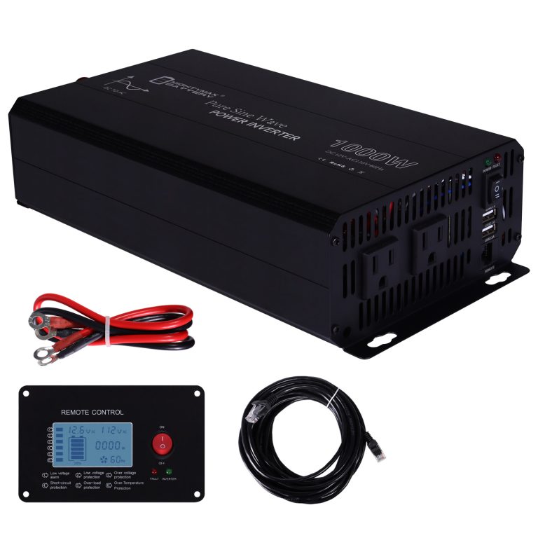 12V 1000W Pure Sine Wave Inverter With Wired LCD Remote Control, 12V DC ...