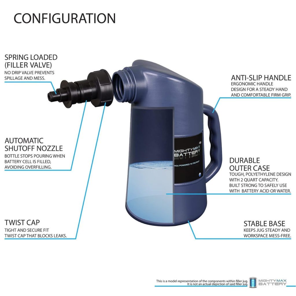 Golf Cart / Deep Cycle Battery Jug Water Filler Bottle w/ Auto Shut Off ...