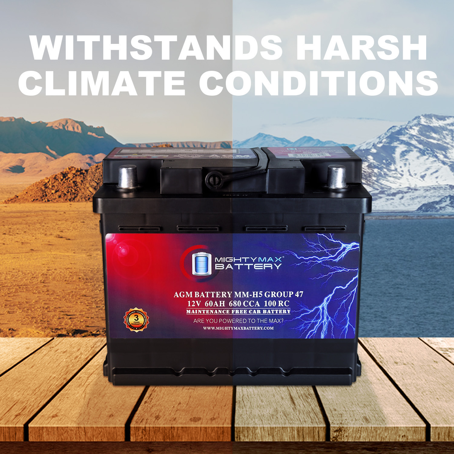 MM-H5 Start and Stop Car BCI Group Size 47 12V 60 AH, 100RC, 680 CCA ...