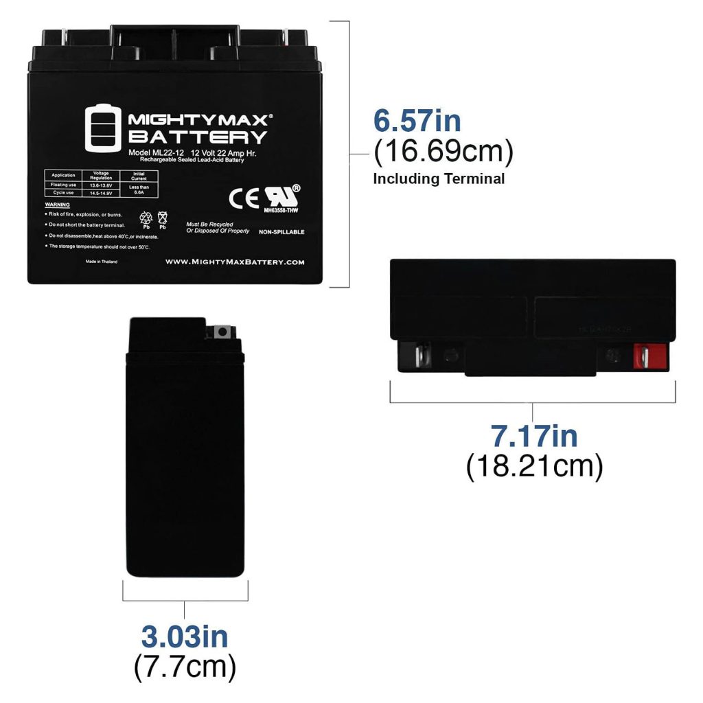 ML22-12 - 12V 22AH UPS Battery Replaces Enduring 6FM22, 6-FM-22 ...