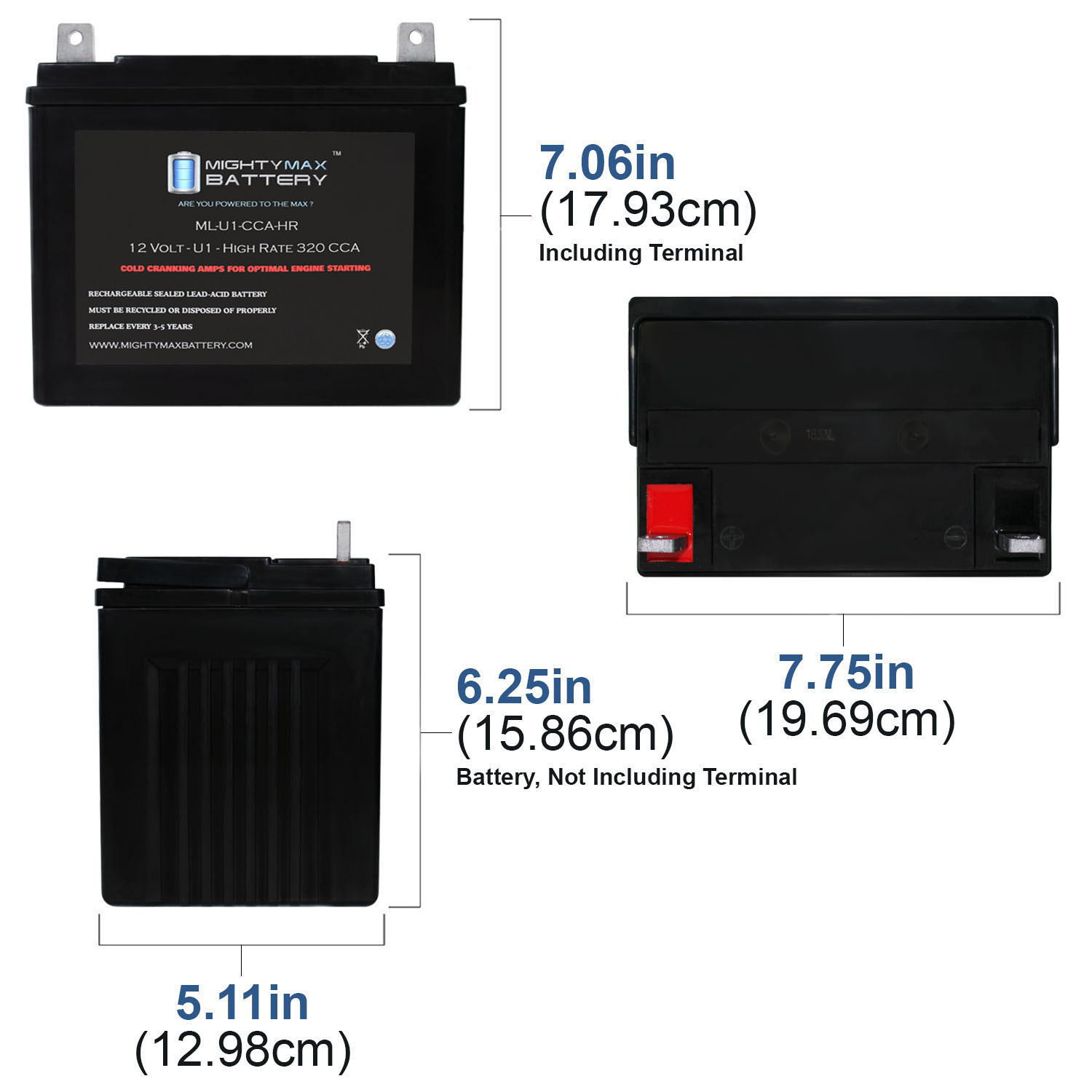 ML-U1-CCAHR 12V 320CCA Battery for JohnDeere X475 Lawn Tractor Mower ...