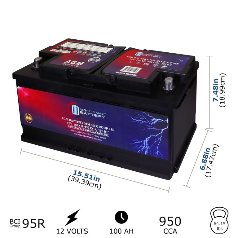 MM-H9 Start and Stop Car BCI Group 95R 12V 100AH, 190RC, 950CCA ...