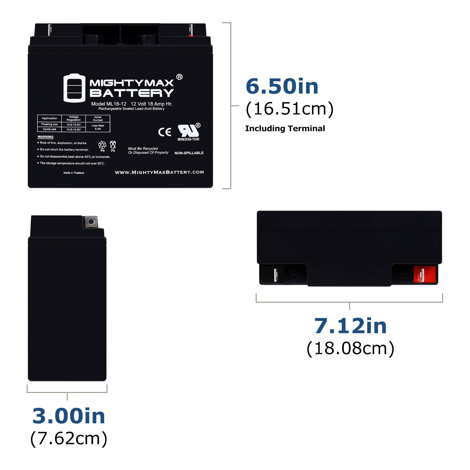 12V 18AH SLA Replacement Battery for CTM HS-320 Wheelchair ...