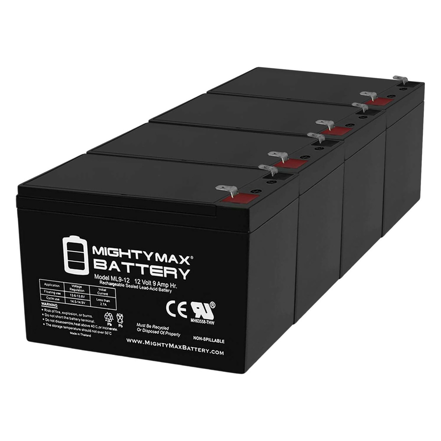 ML9-12 - 12 Volt 9 AH, F2 Terminal, Rechargeable SLA AGM Battery ...