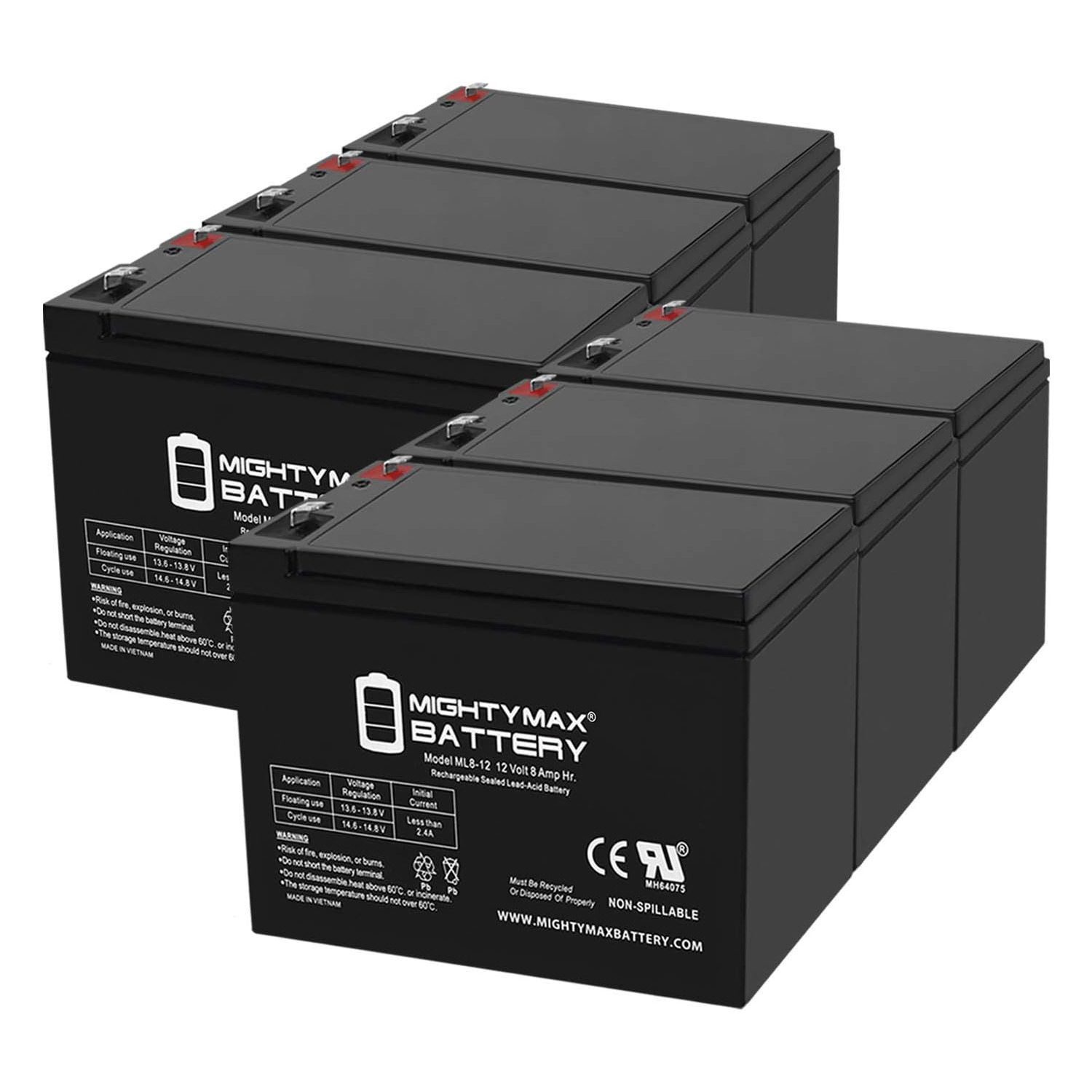 ML8-12 - 12 Volt 8 AH, F1 Terminal, Rechargeable SLA AGM Battery ...