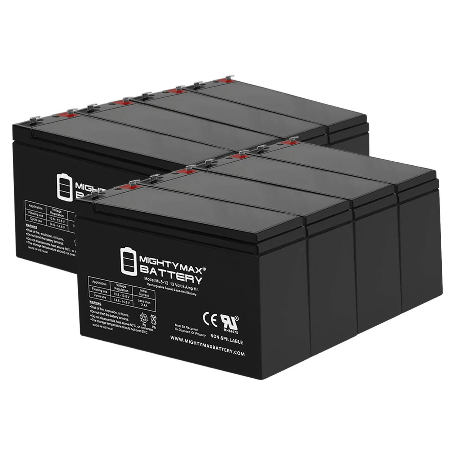 ML8-12 - 12 Volt 8 AH, F1 Terminal, Rechargeable SLA AGM Battery ...