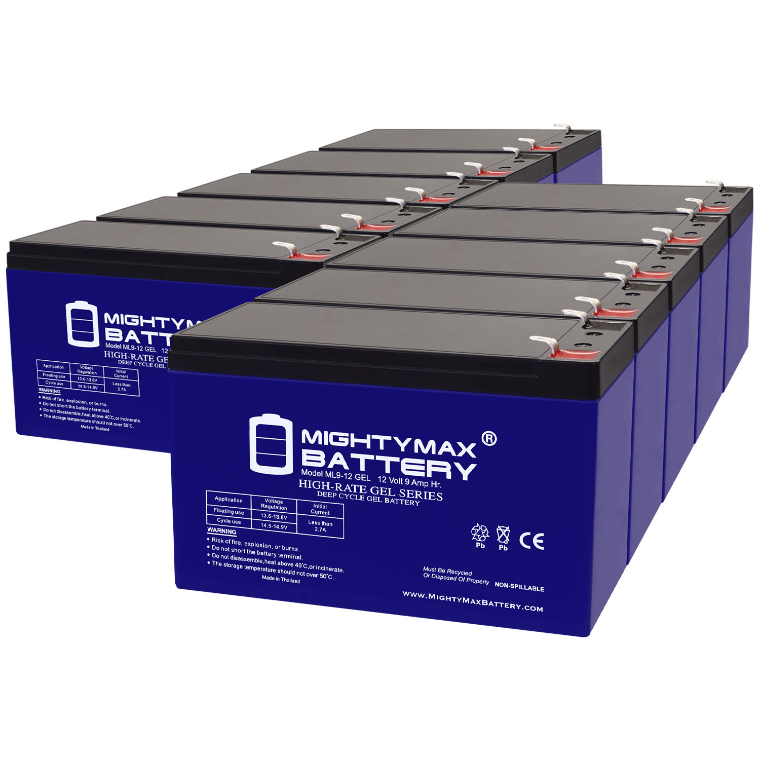 ML9-12 GEL - 12 Volt 9 AH, GEL Type, F2 Terminal, Rechargeable SLA AGM ...