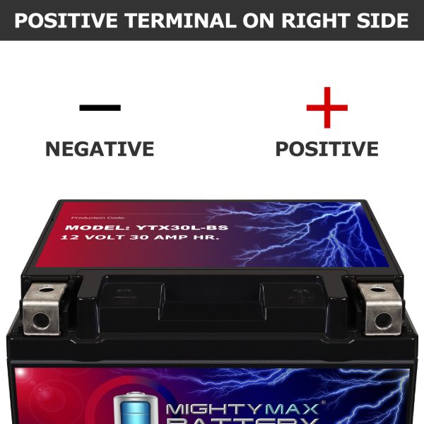 YTX30L-BS -12 Volt 30 AH, 385 CCA, Rechargeable Maintenance Free SLA ...