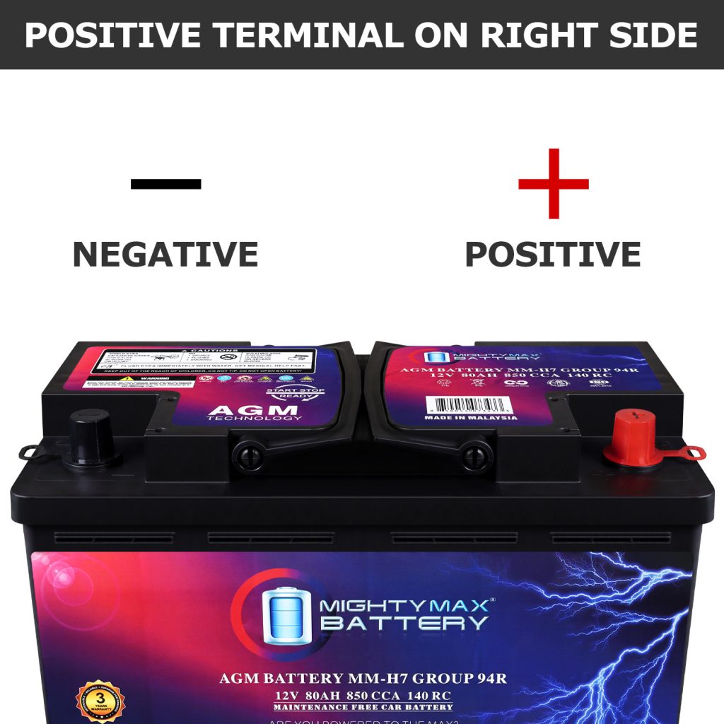 MM-H7 Start and Stop Car BCI Group Size 94R 12V 80AH, 140RC, 850 CCA ...